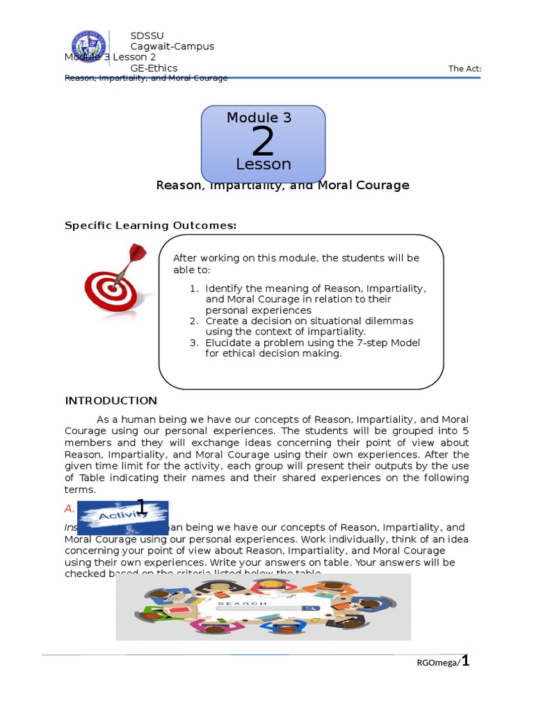 Lesson: Reason, Impartiality, and Moral Courage | PDF | Morality | Reason