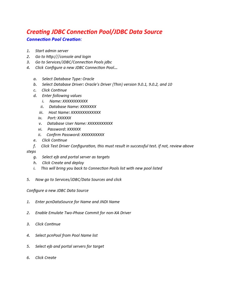 Creating JDBC Connection Pool | PDF