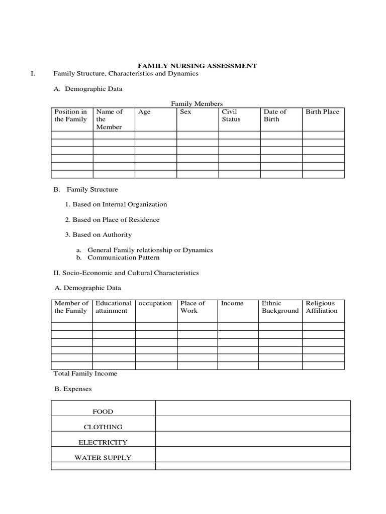Family Assessment | PDF | Nursing | Sanitation