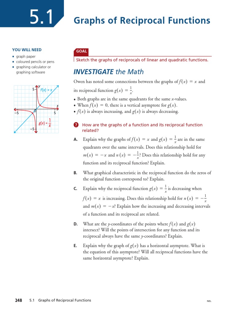 Graphs of Reciprocal Functions: Investigate The Math | PDF | Asymptote ...