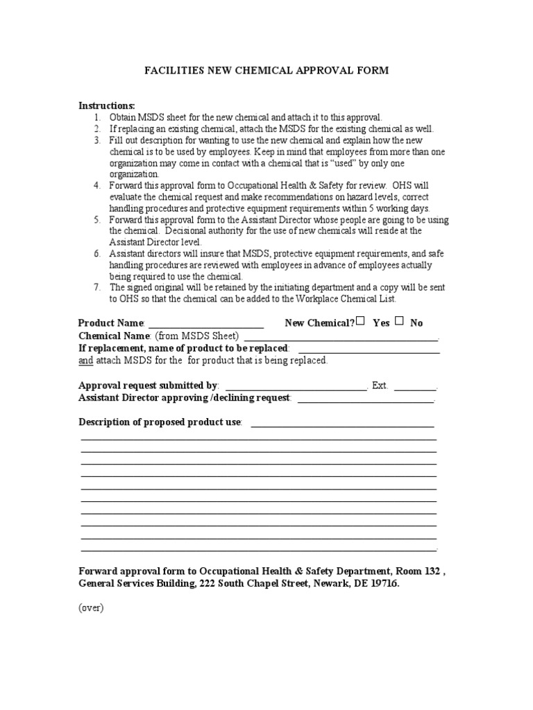 New Chemical Approval Process Guide | PDF | Occupational Safety And ...