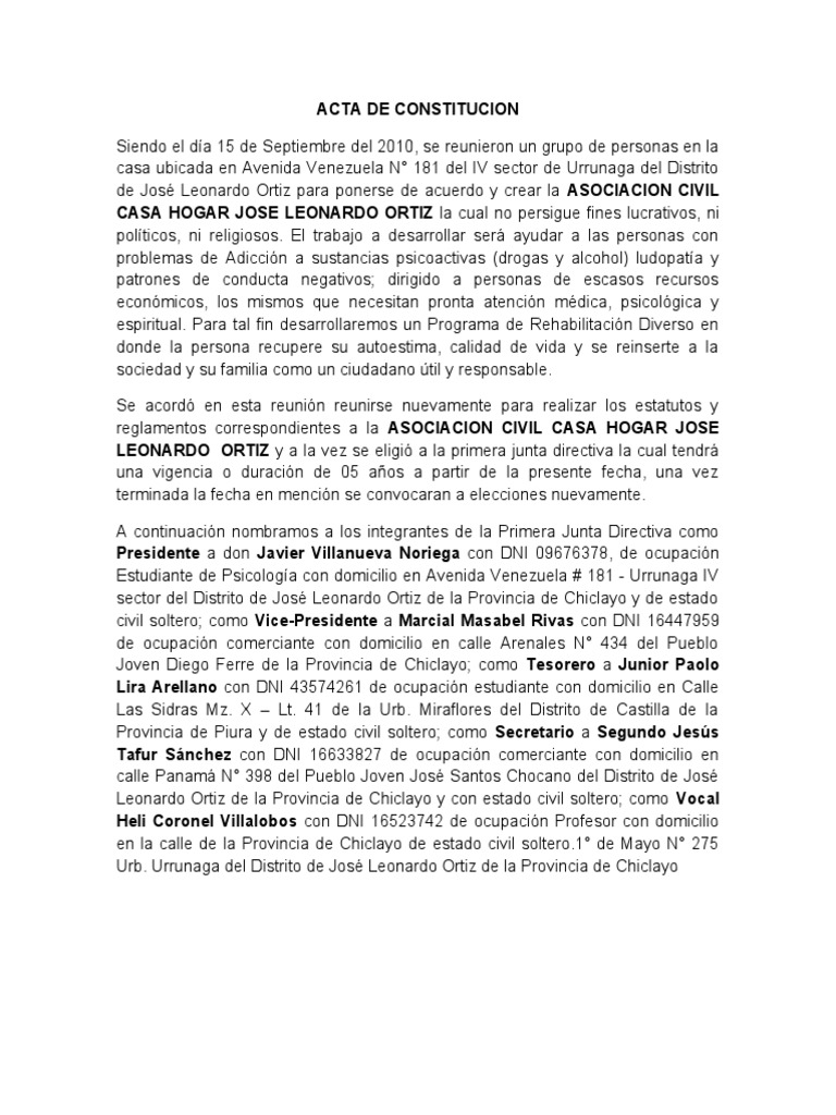 Acta Fundacion Casa Hogar | PDF