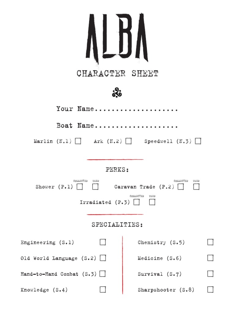 Alba - Character Sheet | PDF