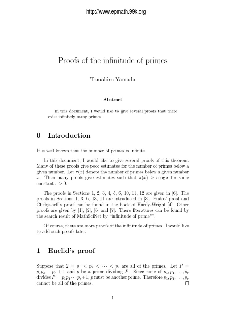 Proofs of The Infinitude of Primes | PDF | Prime Number | Elementary Mathematics