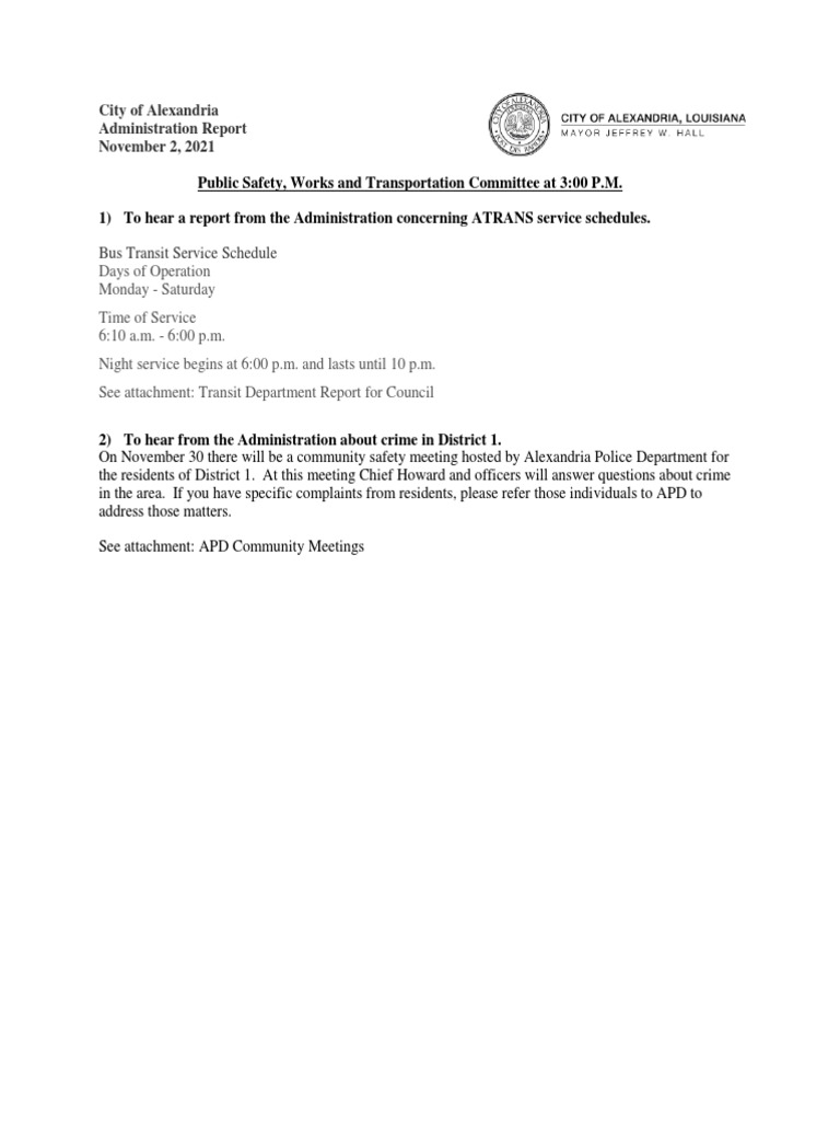 Alexandria City Council Report | Download Free PDF | Arrest | Internal ...