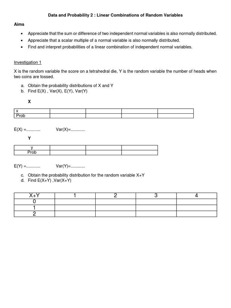 Linear Combinations of Independent Normal Random Variables | PDF ... Linear Combinations of Independent Normal Random Variables | PDF ...