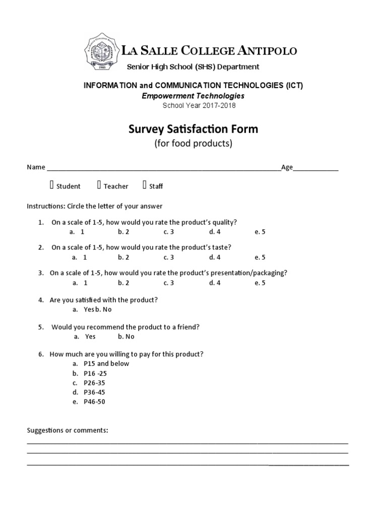 ICT Satisfaction Survey Form | PDF