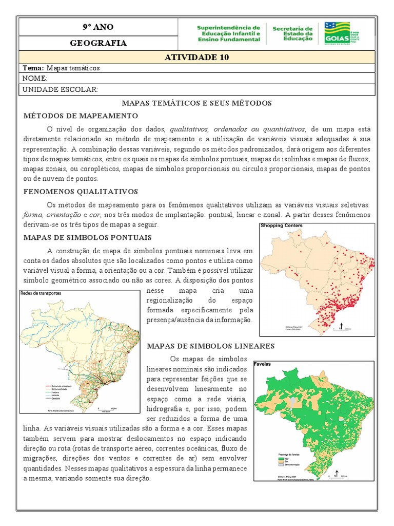 Atividade 10 9o Ano GEO MAPAS TEMATICOS | PDF