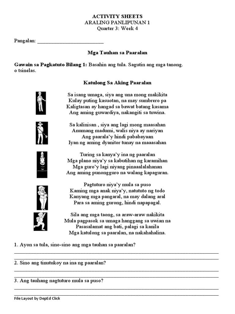 AP 1 Activity Sheet Q3 W4 | PDF