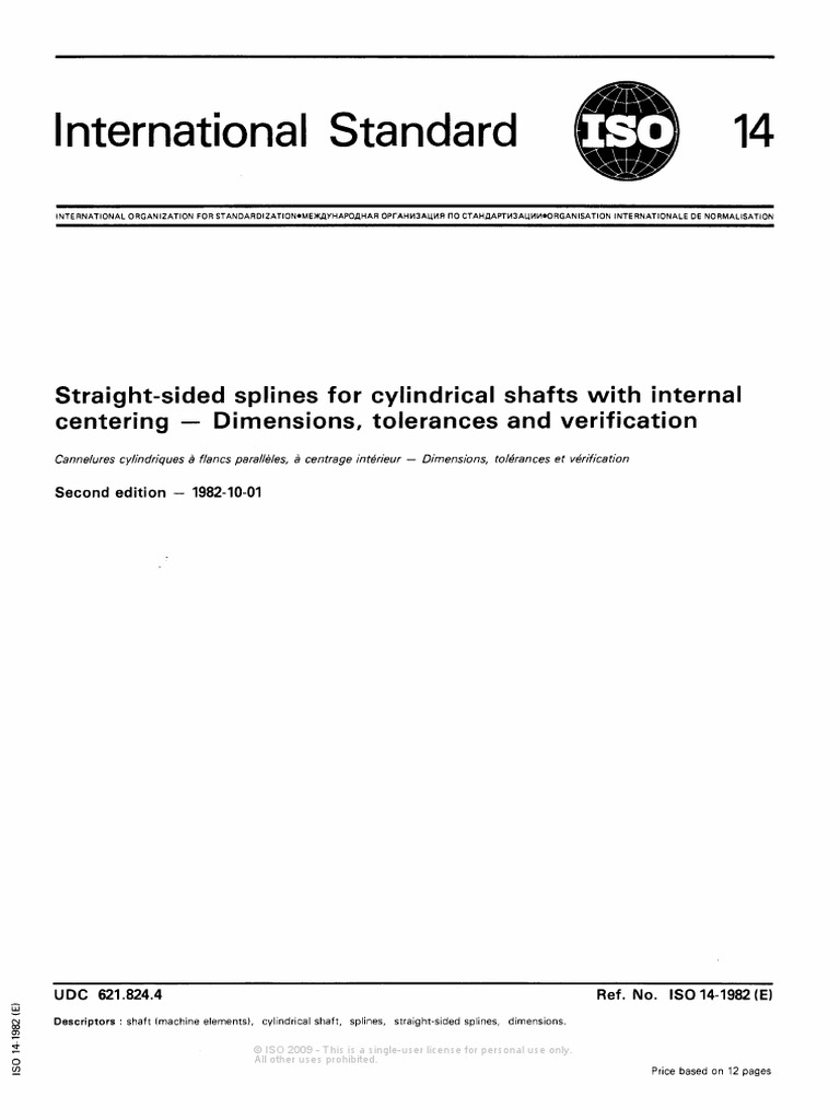 Iso 14 (1982) | PDF | Engineering Tolerance | Applied And ...
