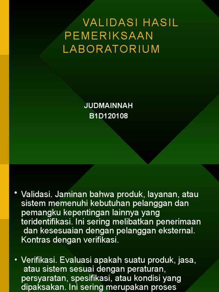 Validasi Hasil Pemeriksaan Laboratorium | PDF