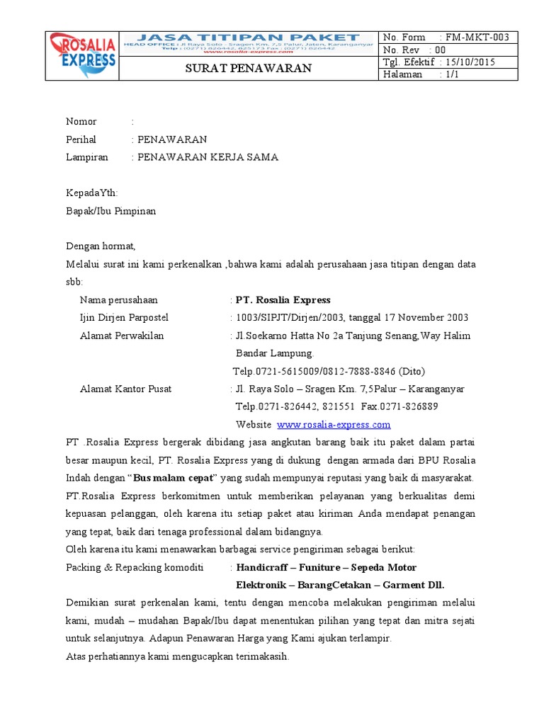 FM-MKT-003 SURAT PENAWARAN Ea | PDF