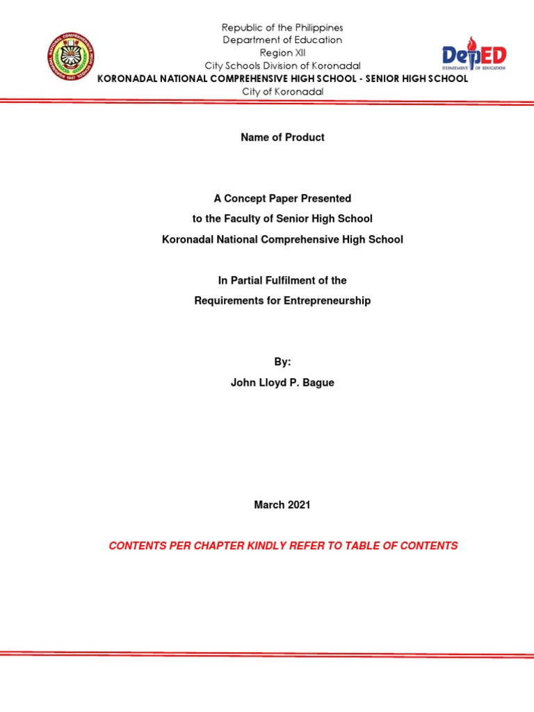 Entrep Concept Paper 9Ps Format | PDF | Economies | Business