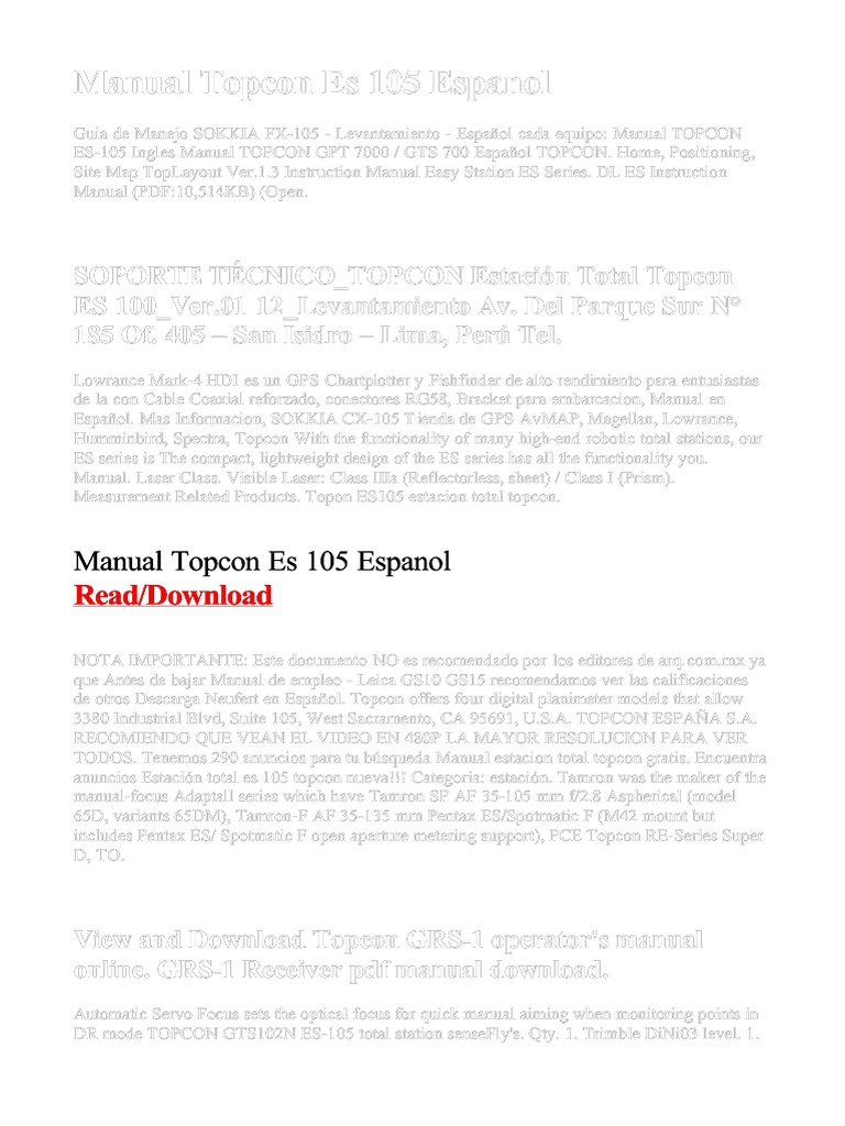 Manual Topcon ES 105 en Español | PDF | Tecnología