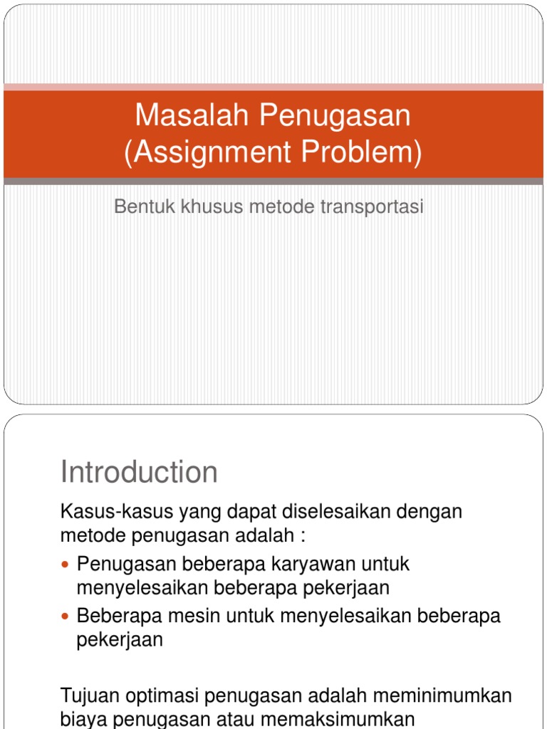 Masalah Penugasan (Assignment Problem) Bentuk Khusus Metode ...
