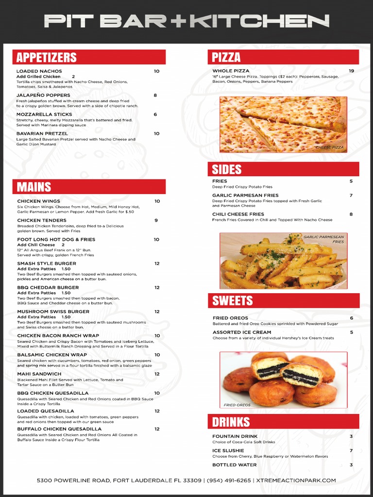 Pit Stop Kitchen Menu 52521 | PDF
