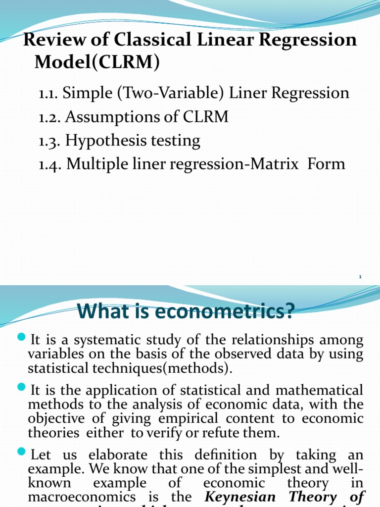 REVIEW OF CLRMs | PDF | Linear Regression | Regression Analysis