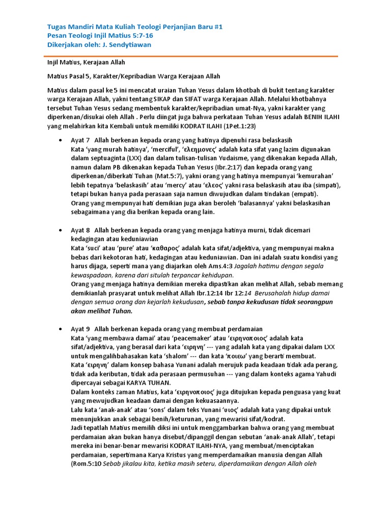 Pesan Teologi Matius 5713 | PDF | Filsafat | Kajian Bahasa Asing