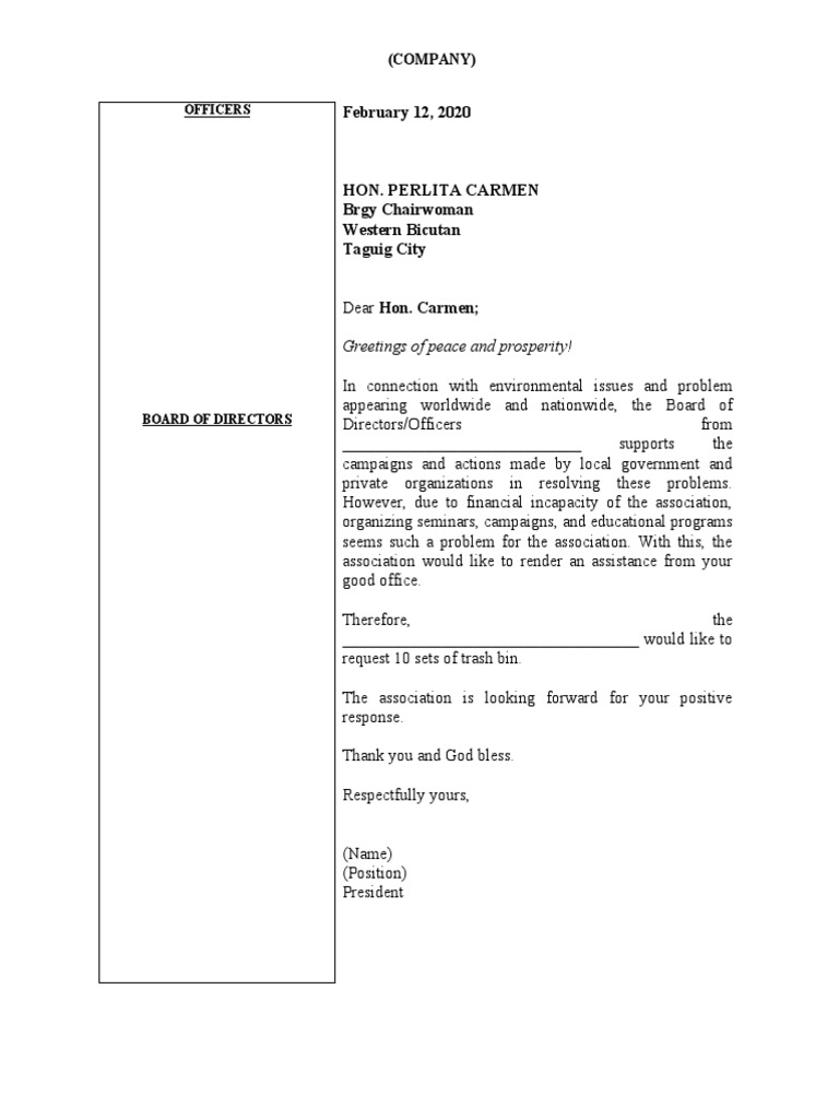 Request Letter Trash Bin | PDF