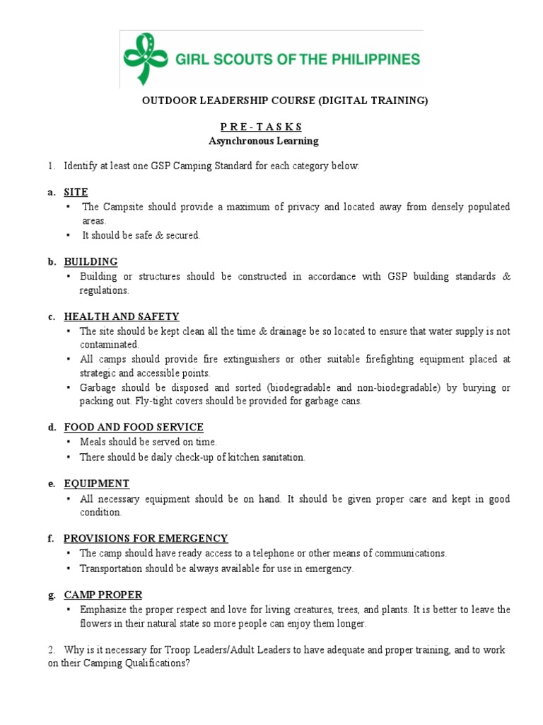 Pre Task GSP | PDF | Scouting