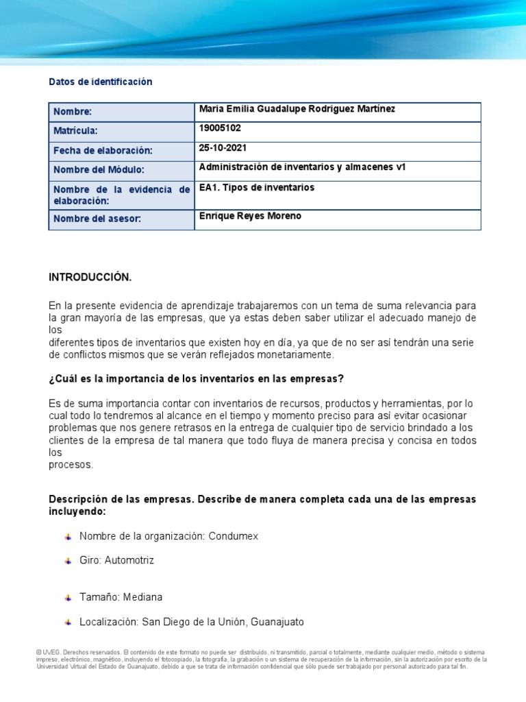 Rodriguez Emilia Tipos EA1 | PDF | Inventario