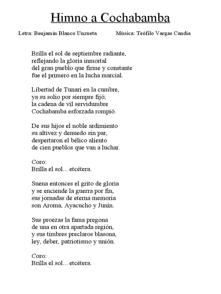 Himno A Cochabamba | PDF