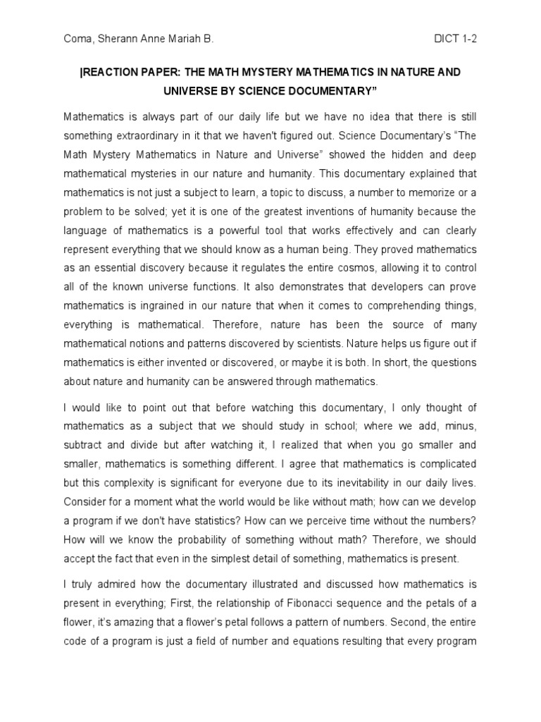 Reaction Paper - Science Documentary | PDF | Mathematics | Science