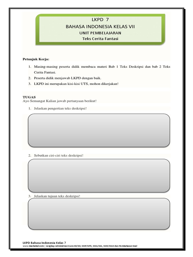 LKPD 7 Bahasa Indonesia Kelas 7 Kurikulum 2013 | PDF