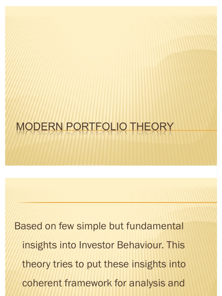 An Overview of Modern Portfolio Theory and the Capital Asset Pricing ...