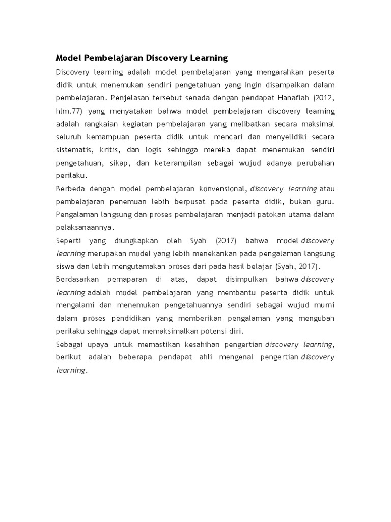 Model Pembelajaran Discovery Learning | PDF