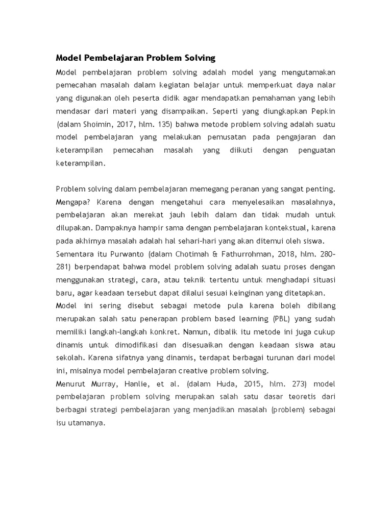 Model Pembelajaran Problem Solving | PDF