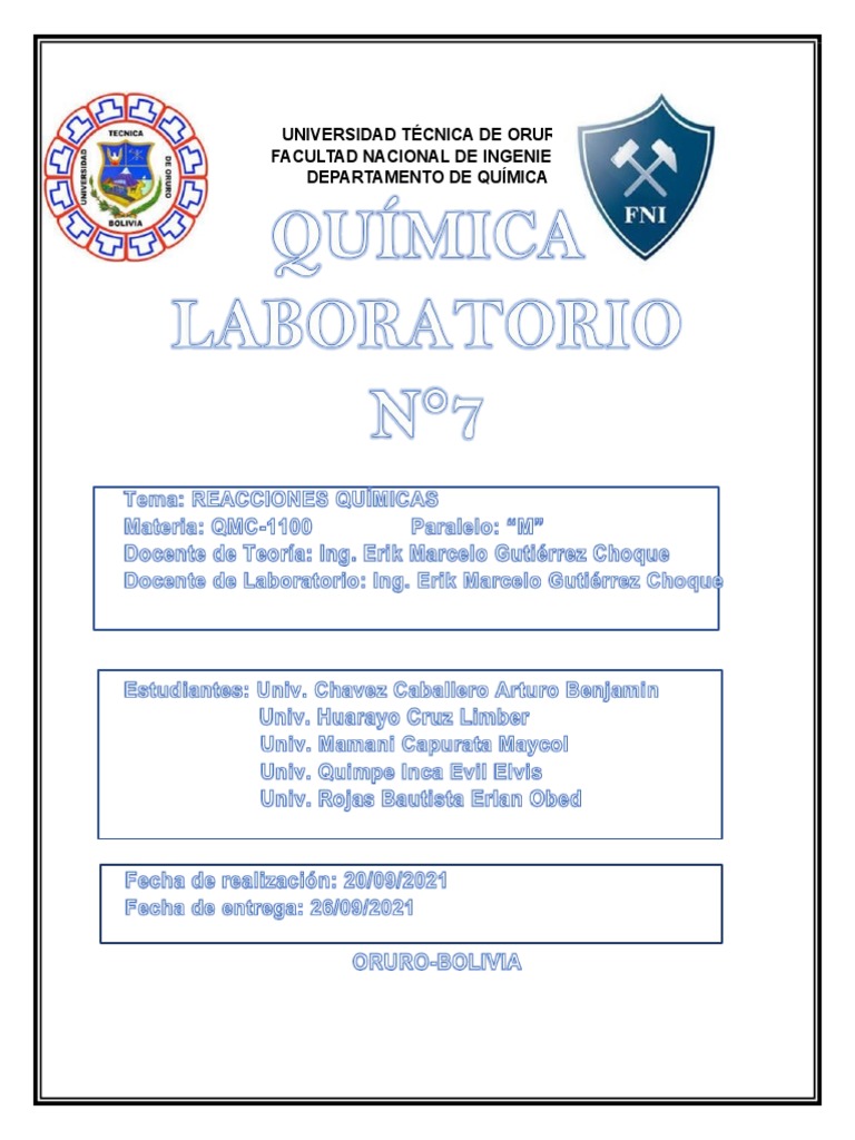 QMC-1100 Lab N°7 | PDF | Redox | Reacciones químicas