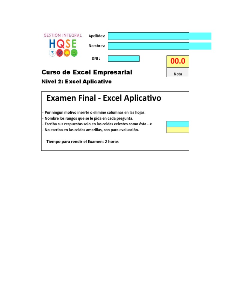 001 Examen Final Excel 2c | PDF | Microsoft Excel