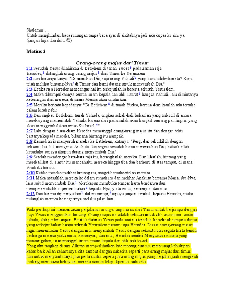 Renungan Matius 2 | PDF