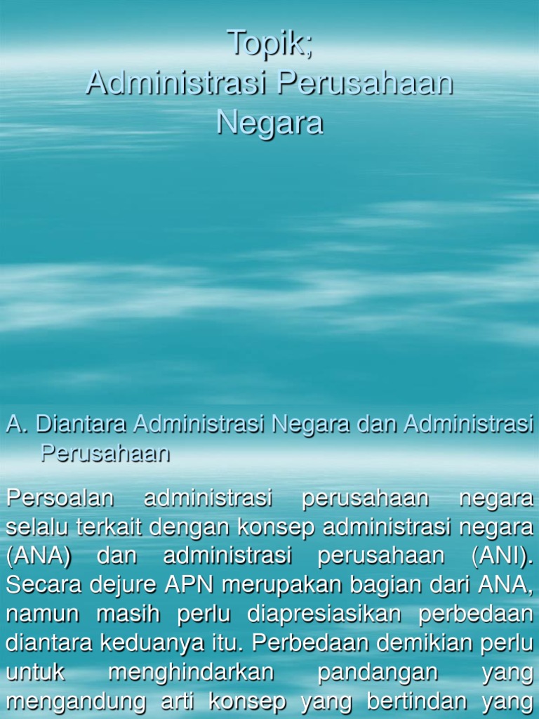 Topik Administrasi Perusahaan Negara | PDF | Bisnis | Pengelolaan ...