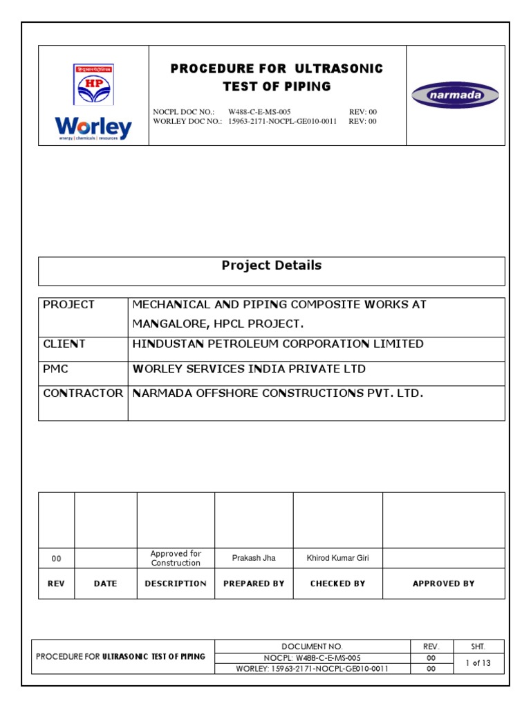 Procedure For Ultrasonic Test | PDF | Nondestructive Testing ...