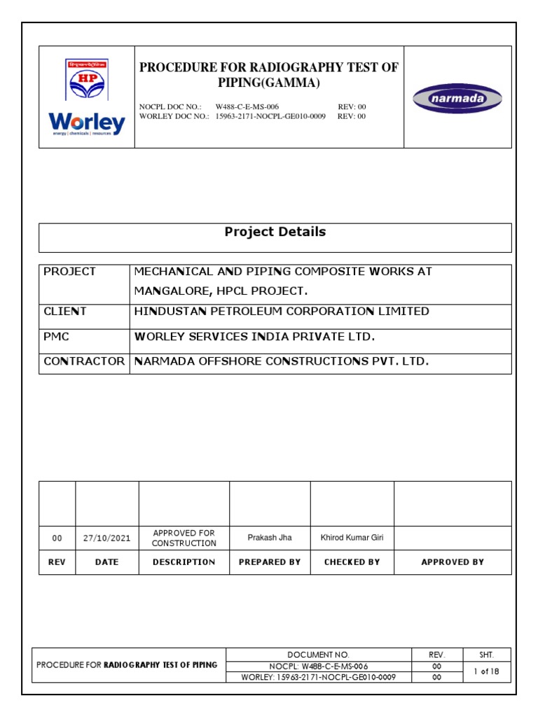 Procedure For Radiography Testing | PDF | Radiography | Welding
