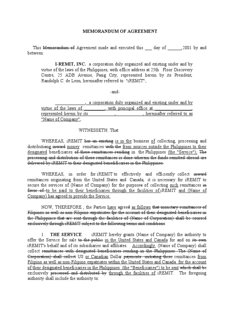 Memorandum of Agreement | PDF | Indemnity | Private Law