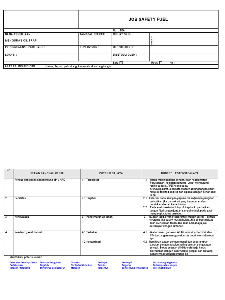 Form Blank JSEA Pengurasan TAMBANG | PDF