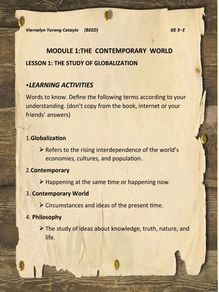 Module1 The Contemporary World | PDF