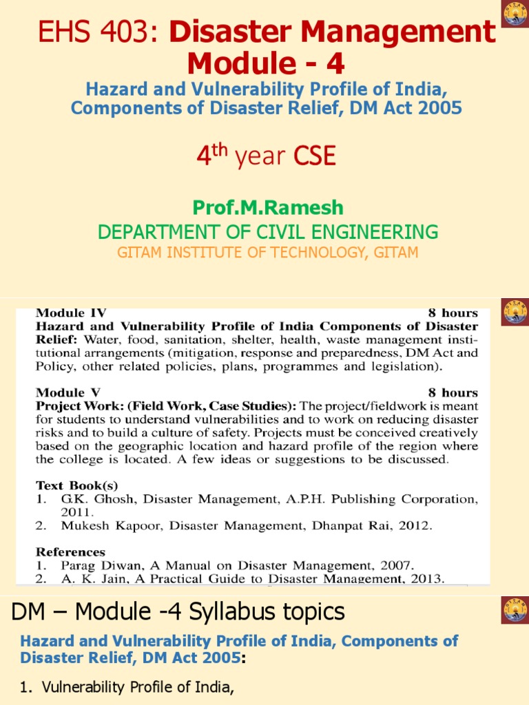 DM - UNIT 4 - Part of PPT - PDF Sep2021 | PDF | Hazards | Emergency ...