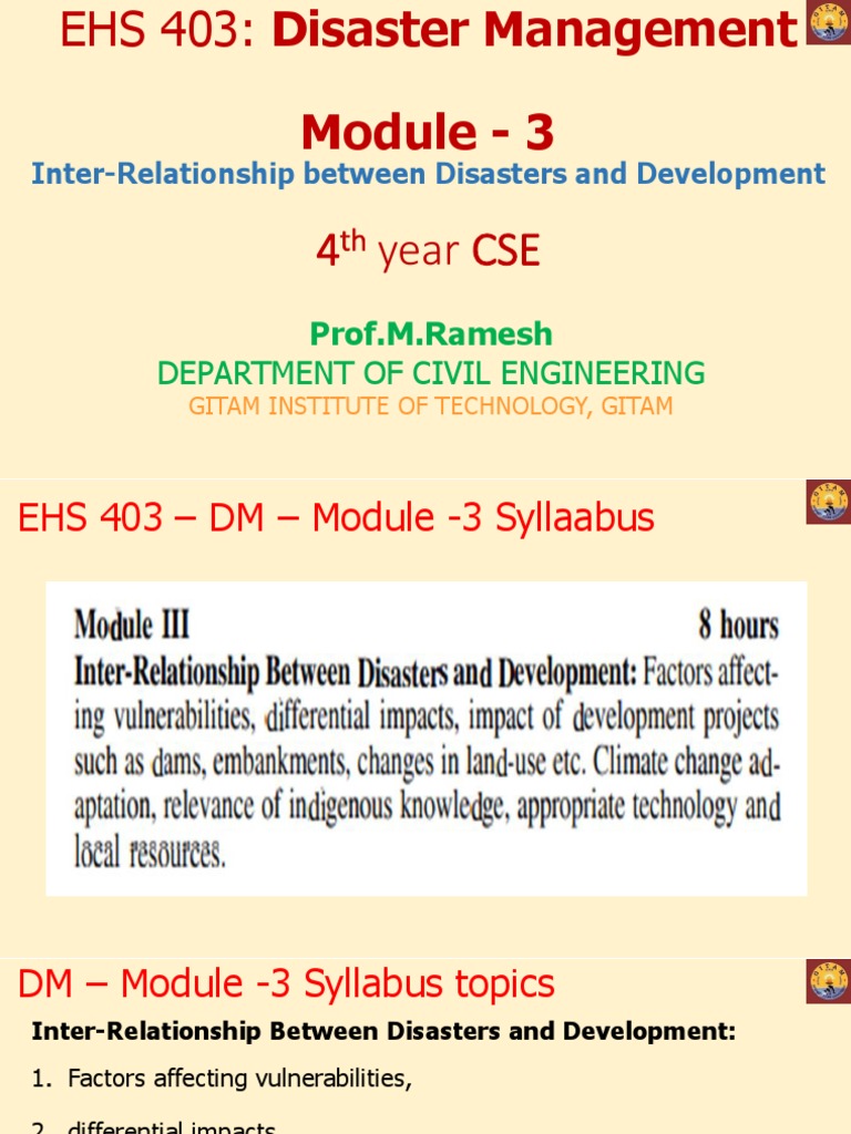 DM - Module - 3 - PPT - Disasters and Development SEP 2021 | Download ...