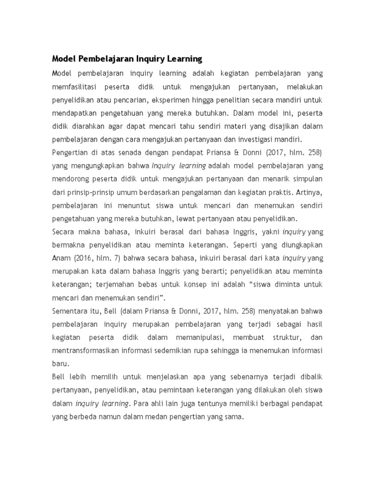 Model Pembelajaran Inquiry Learning | PDF | Pengembangan Diri | Sains ...