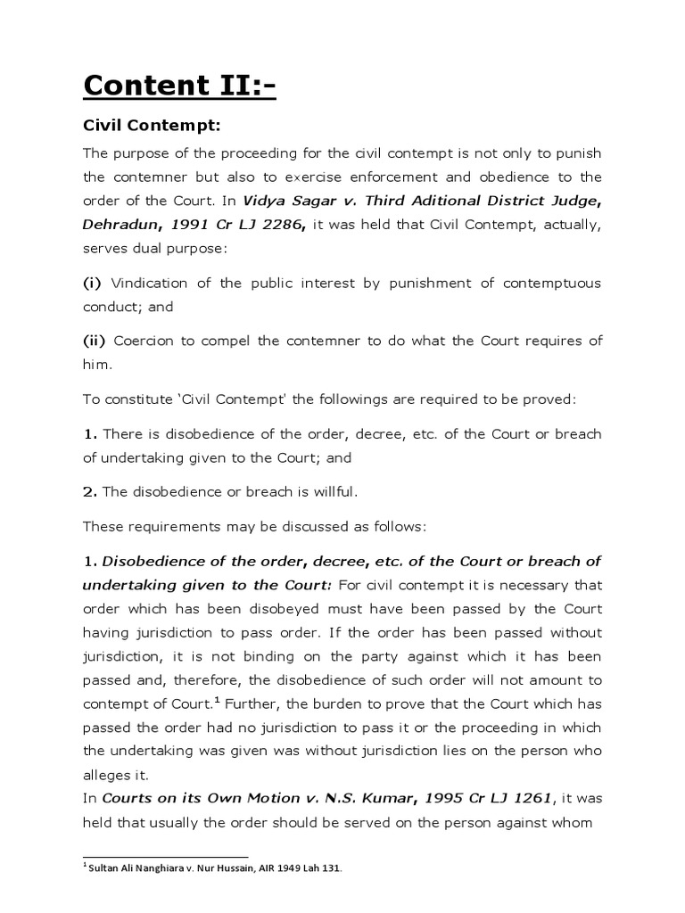 CIVIL CONTEMPT by PATNA LAW COLLEGE | PDF | Contempt Of Court | Civil ...