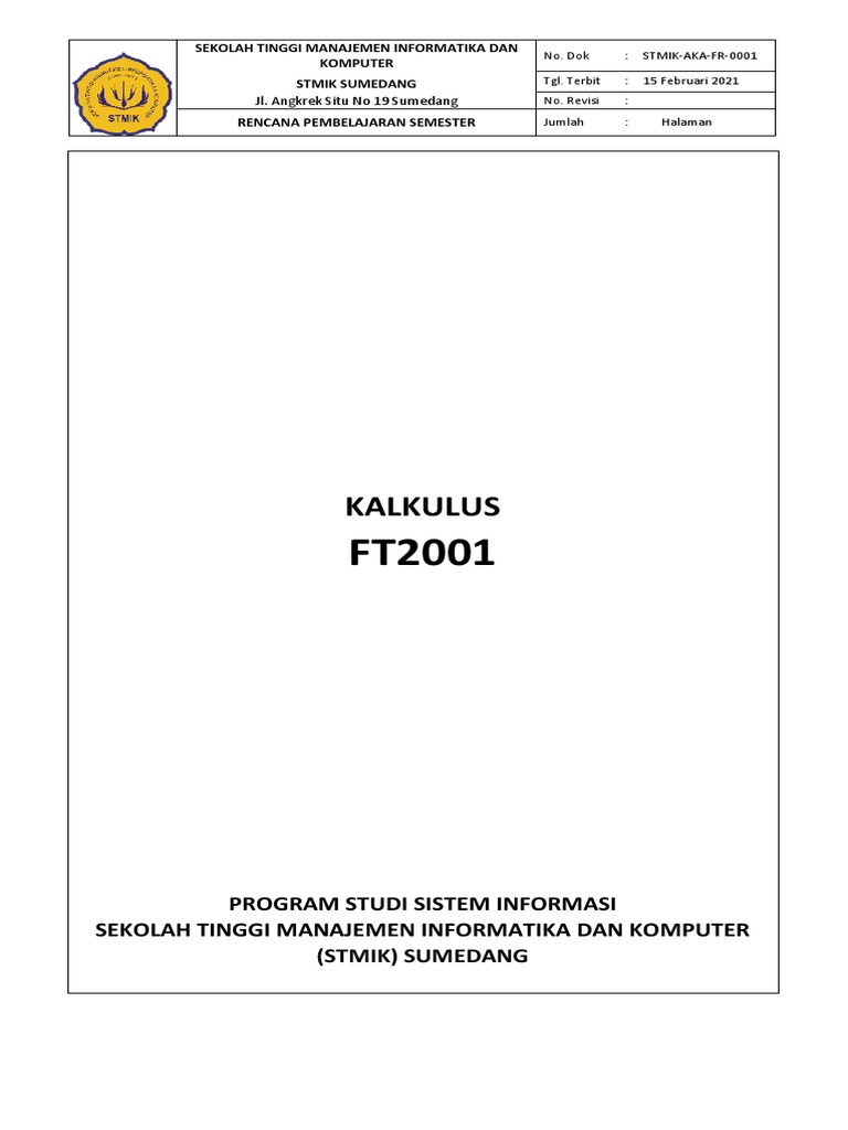 RPS Kalkulus Genap 2020-2021 | PDF