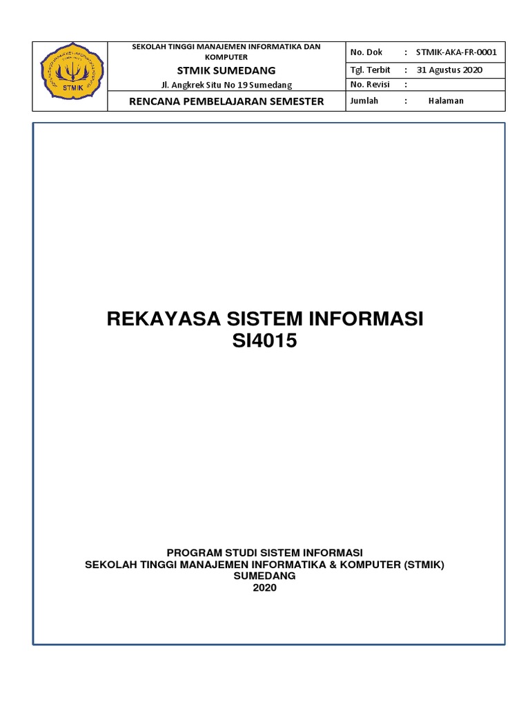 RPS Rekayasa Sistem Informasi Genap 2020/2021 | PDF