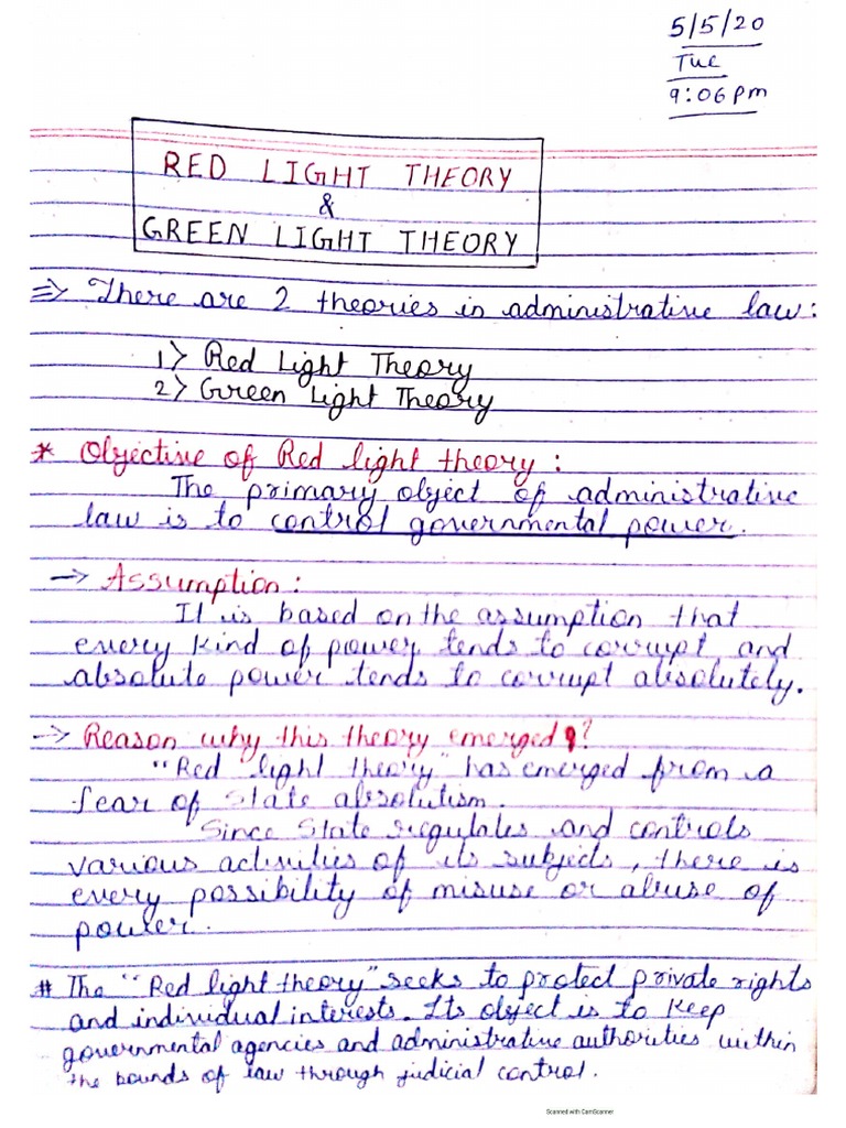 HANDWRITTEN NOTES RED & GREEN LIGHT THEORY by LAW EXPLORER | PDF