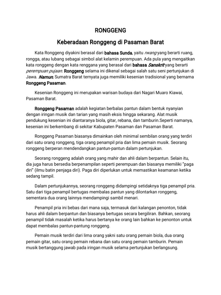 Ronggeng Pasaman | PDF