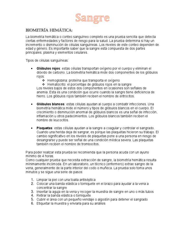 Guía de Biometría Hemática y QS45 | PDF | Sangre | Glóbulo rojo