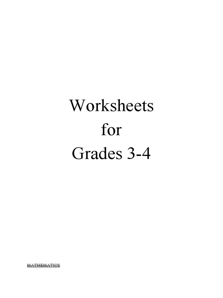 Worksheets For Grades 3-4: Mathematics | PDF | Central Nervous System ...